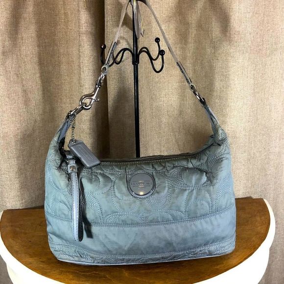 Coach | Bags | Coach Gray Nylon Quilted Hobo Purse | Poshmark